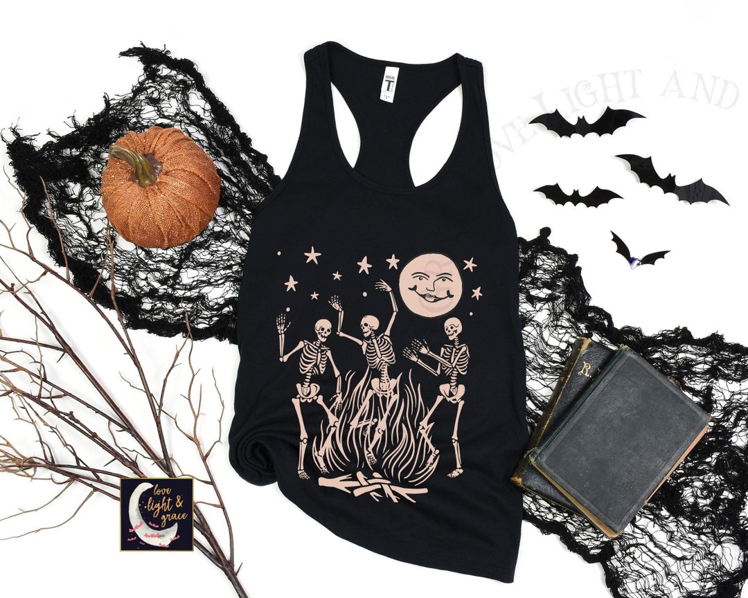 Goth Tank Top Halloween Tanks Skeleton Shirt Fall Apparel Witchy ...