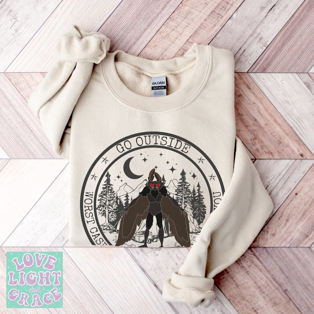 Worst Case Scenario Mothman Sweatshirt Camping Shirt Trendy Cryptids ...