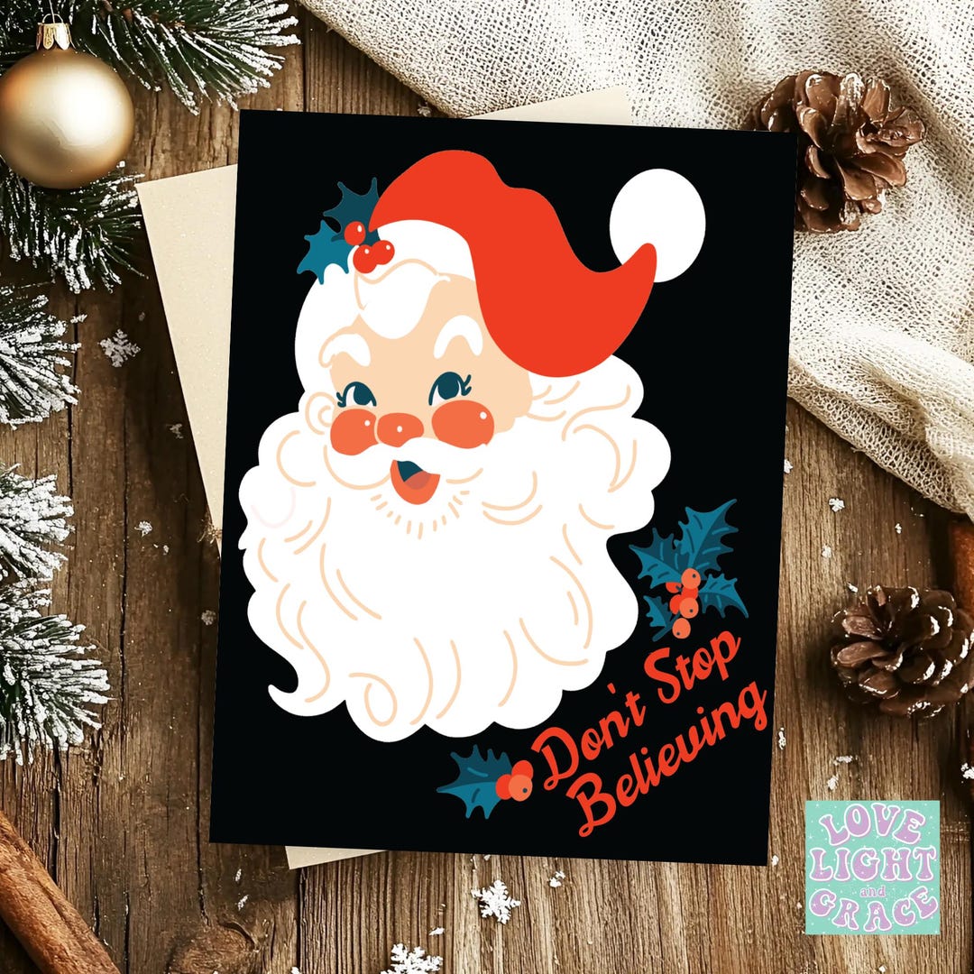 Funny Retro Santa Claus Christmas Cards With Matte Finish Includes 1 ...