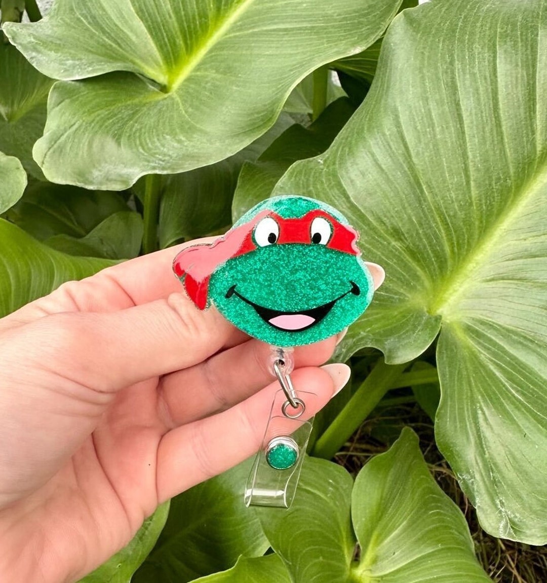 Turtles Glitter Badge Reel, Animal Badge Reel, Pediatric Badge Reel ...
