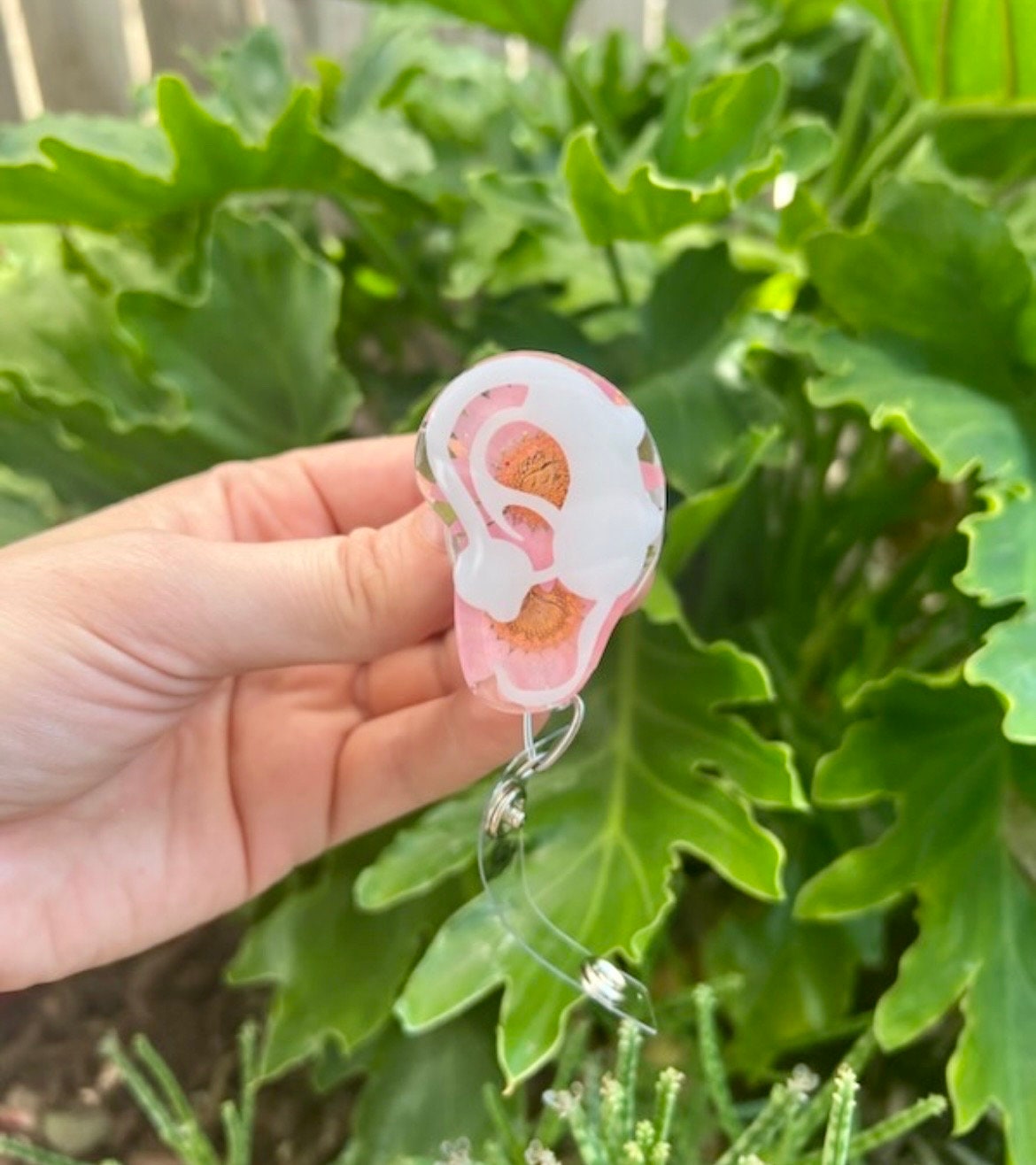 Audiology Pressed Flower Badge Reel, Hearing Aid Badge Reel Nurse, Ear ...