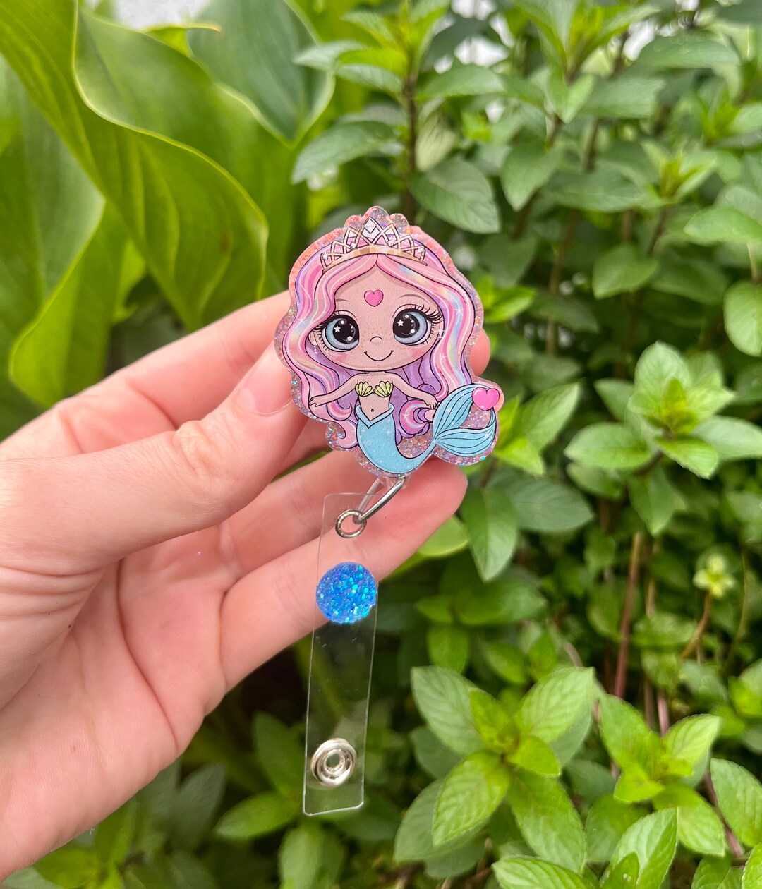 Mermaid Glitter Badge Reel, PICU Badge Reel, Pediatric Badge Reel ...