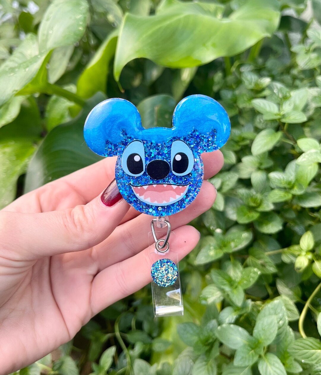 Blue Alien Glitter Badge Reel, Glitter Badge Reel, Custom Character ...