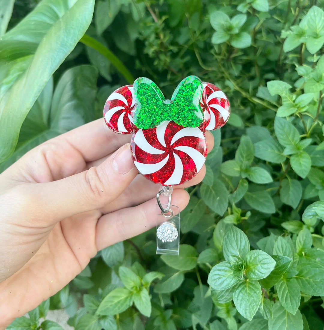 Christmas Peppermint Swirl Mouse Badge Reel, Badge Reel Nurse, Badge ...