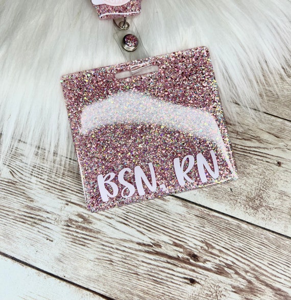 Blush Pink Glitter Badge Buddy Horizontal Badge Buddy | Etsy