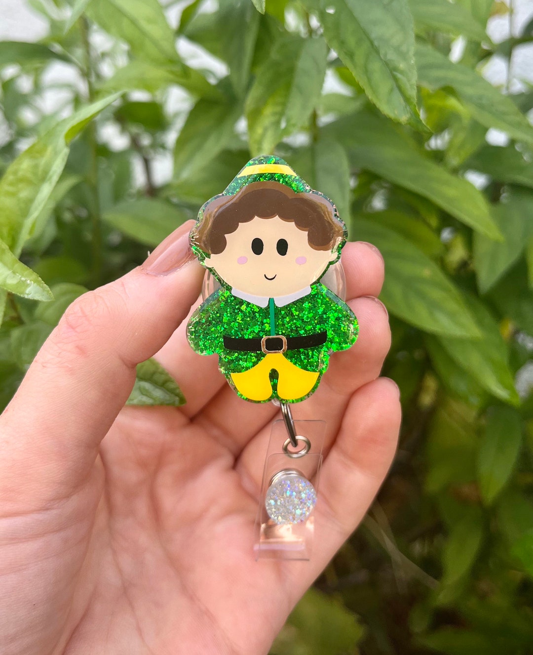 Christmas Elf Badge Reel, Green Glitter Nurse Badge Reel, Badge Reel ...