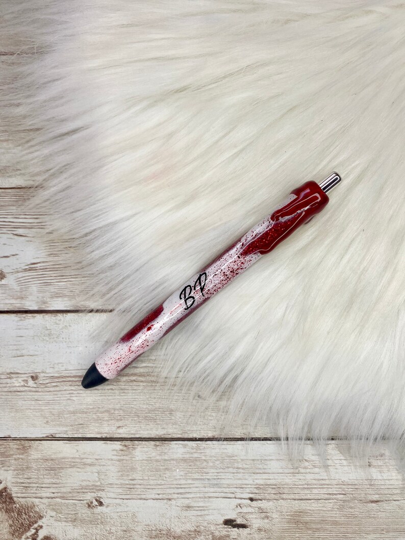True Crime Pen Glitter Pen Custom Blood Splatter Pen - Etsy