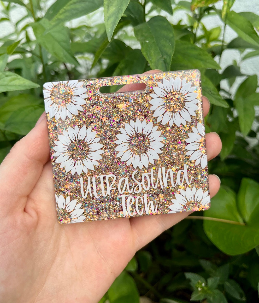 Sunflower Gold Glitter Badge Buddy, Horizontal Badge Buddy, Vertical ...