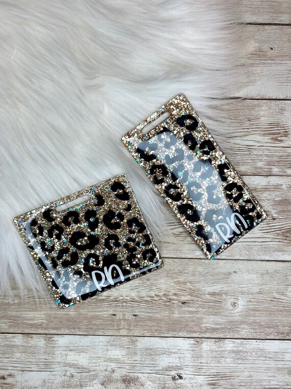 Leopard Gold Glitter Badge Buddy Horizontal Badge Buddy - Etsy