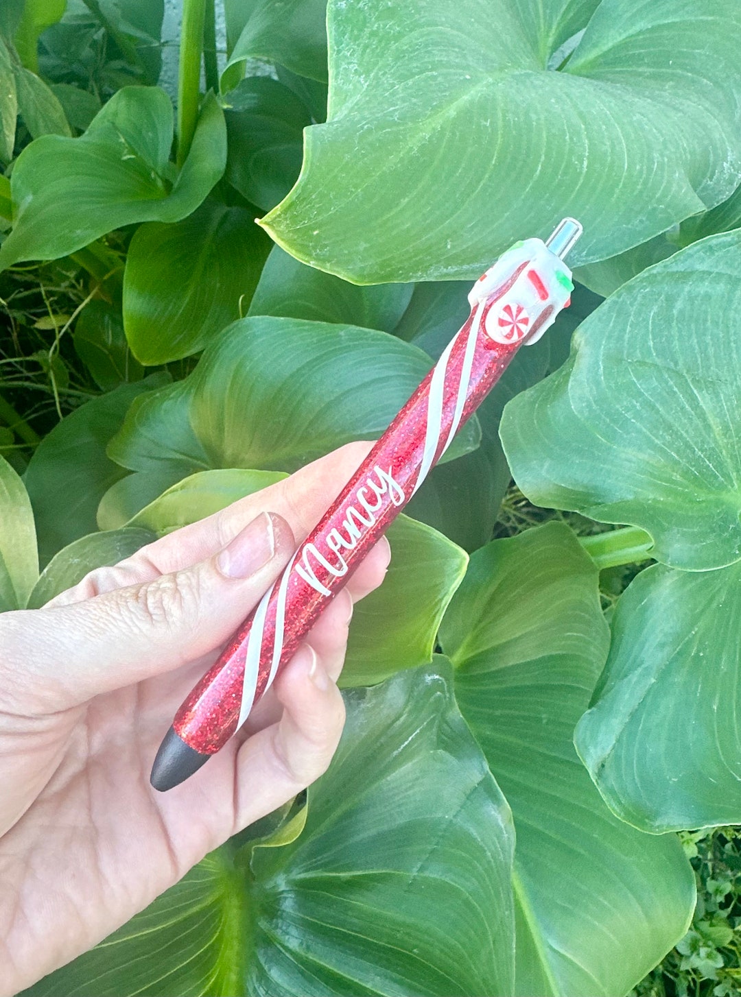 Christmas Glitter Pen, Candy Cane Glitter Pen Custom, Glitter Pen Epoxy ...