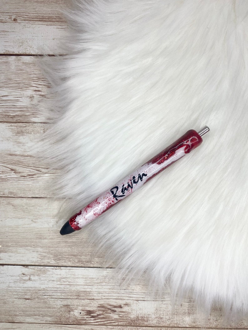 True Crime Pen Glitter Pen Custom Blood Splatter Pen - Etsy