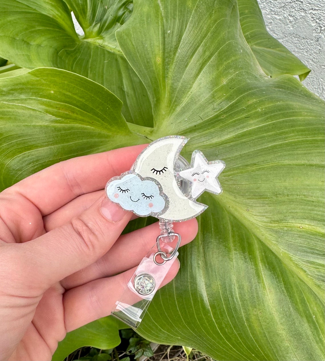 Glow in the Dark Cloud Moon Star Badge Reel, Badge Reel Nurse, Badge ...