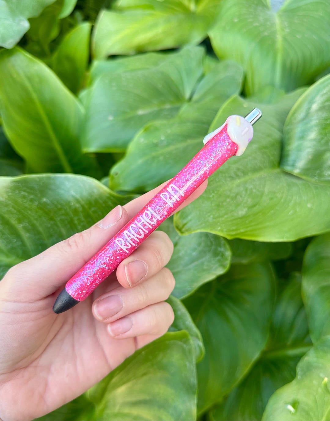 Hot Pink Ice Cream Glitter Pen, Glitter Pen Custom, Glitter Pen Epoxy ...