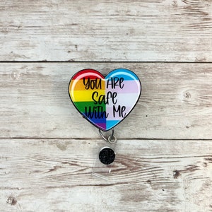 You Are Safe With Me Badge Reel, Pride Glitter Nurse Badge Reel, LGBTQ ...