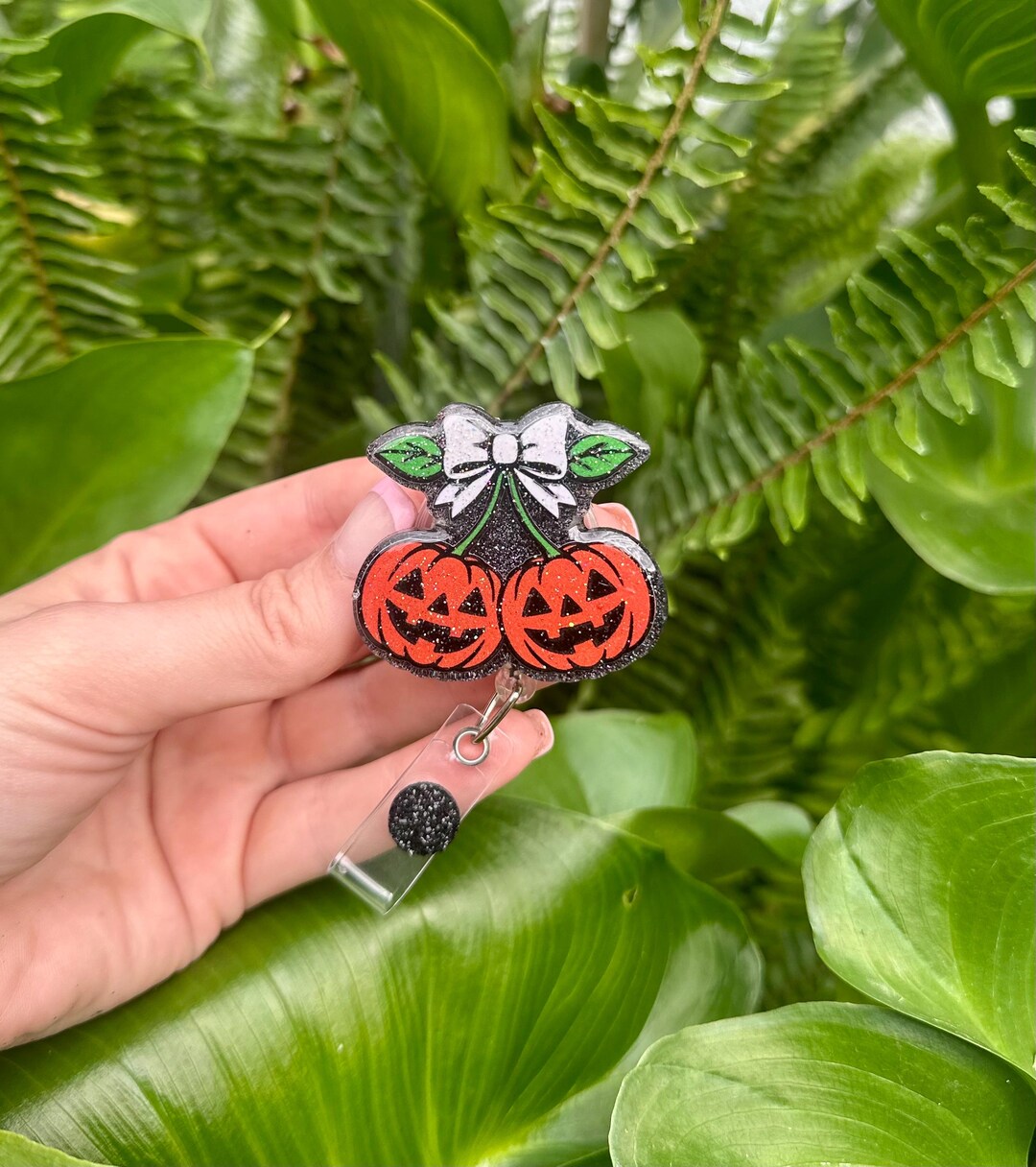 Jack O Lantern Pumpkin Cherry Badge Reel, Halloween Badge Reel Nurse ...