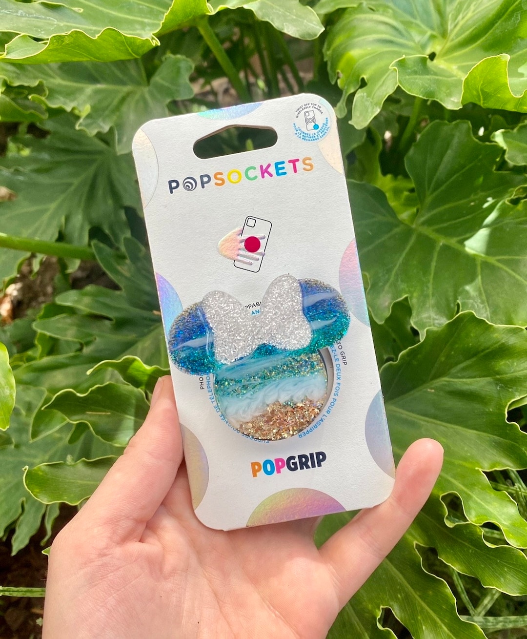 Beach Waves Glitter Mouse Head Phone Grip, Custom Pop Grip, Custom ...