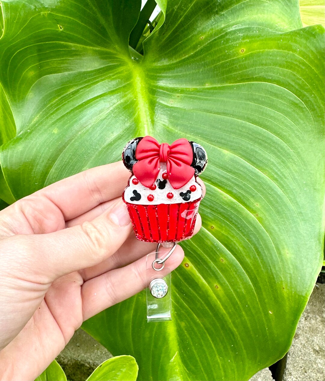Cupcake Mouse Head Badge Reel With Bow, Food Badge Reel, Dietitian ...
