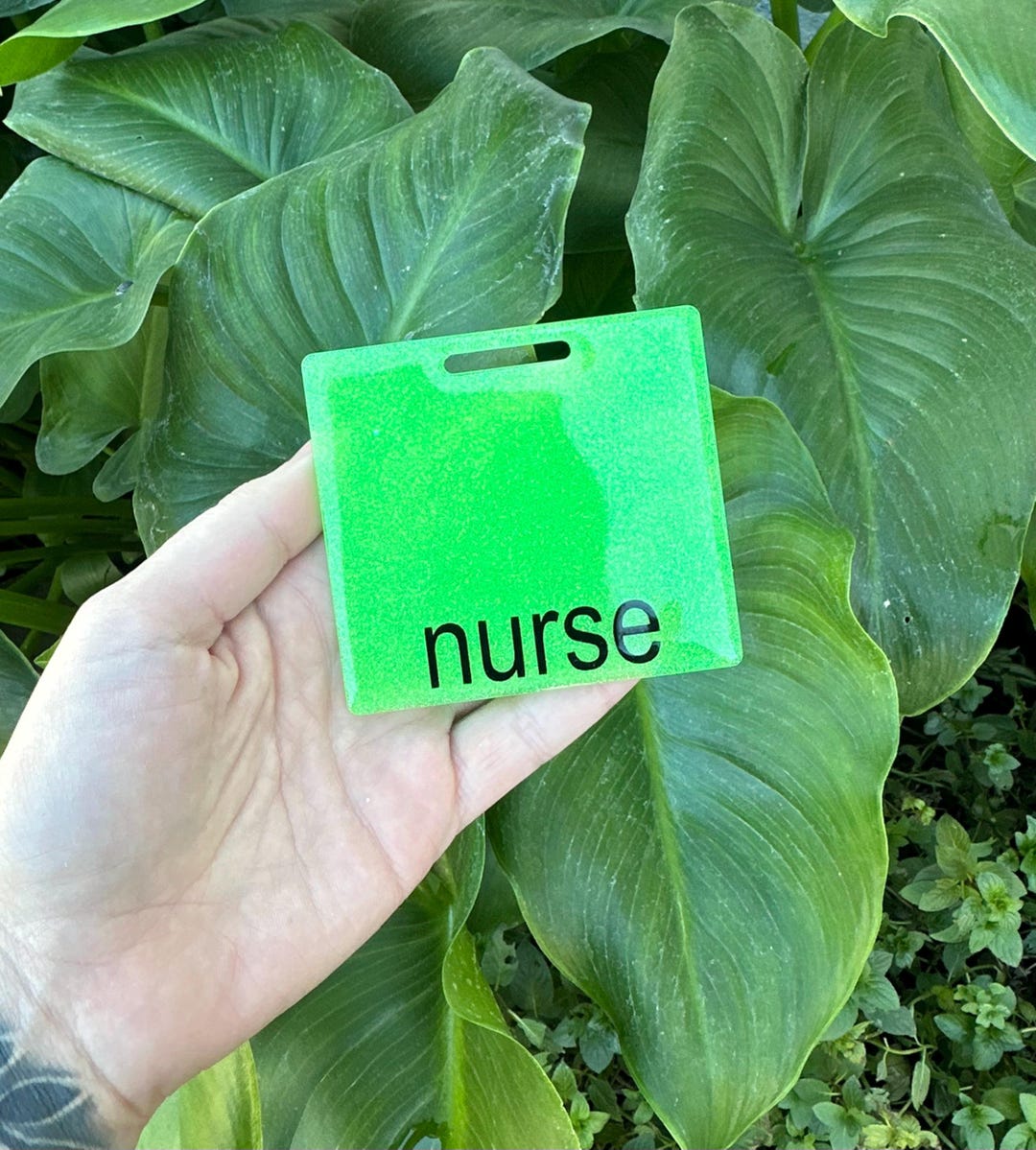 Lime Green and Black Glitter Badge Buddy, Horizontal Badge Buddy ...