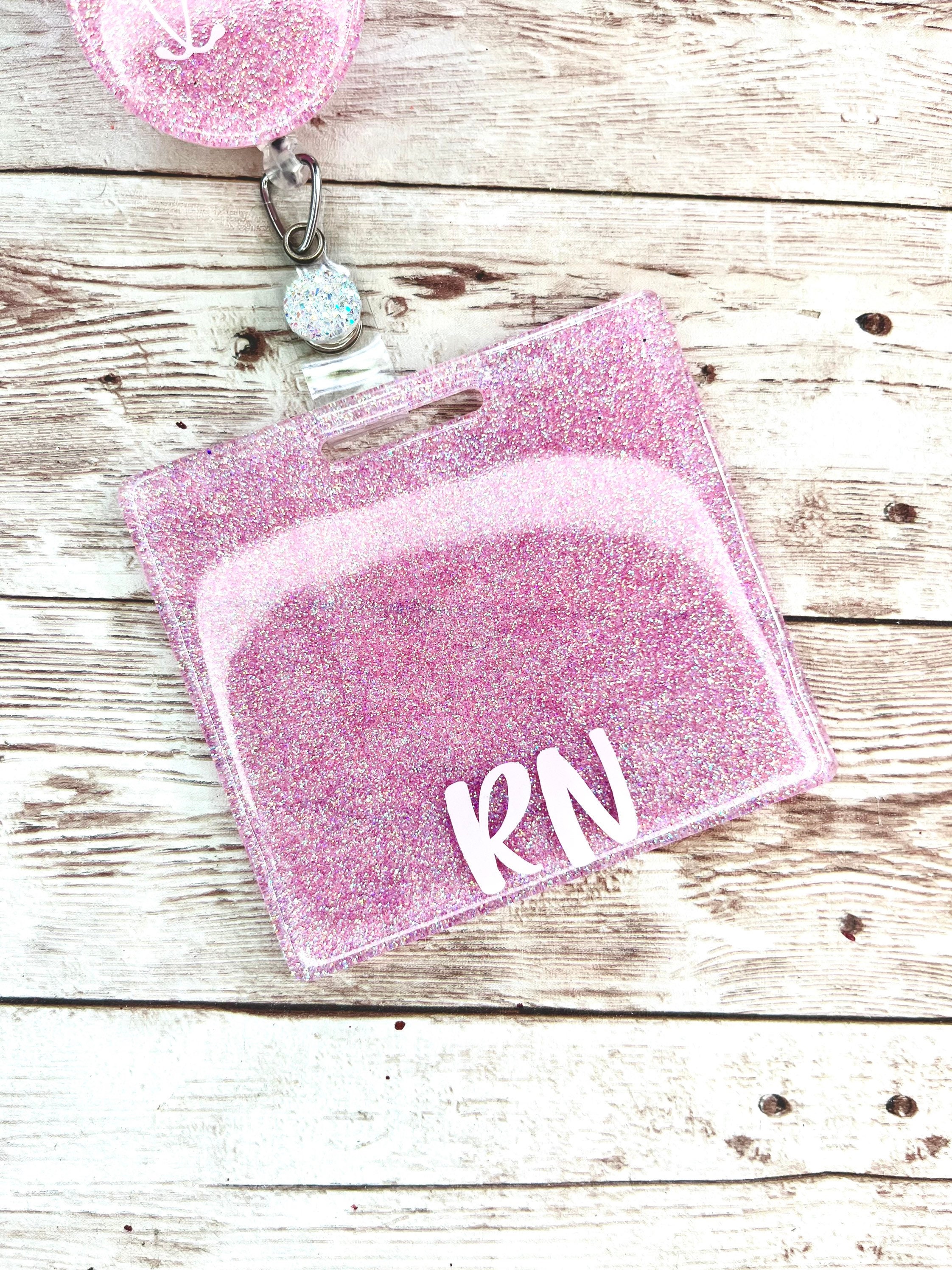 Light Pink Glitter Badge Buddy Horizontal Badge Buddy - Etsy
