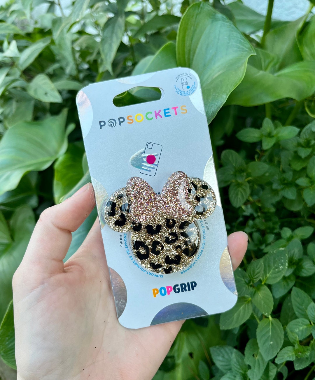 Leopard Mouse Head Phone Grip, Mouse Head Pop Grip, Glitter Phone ...