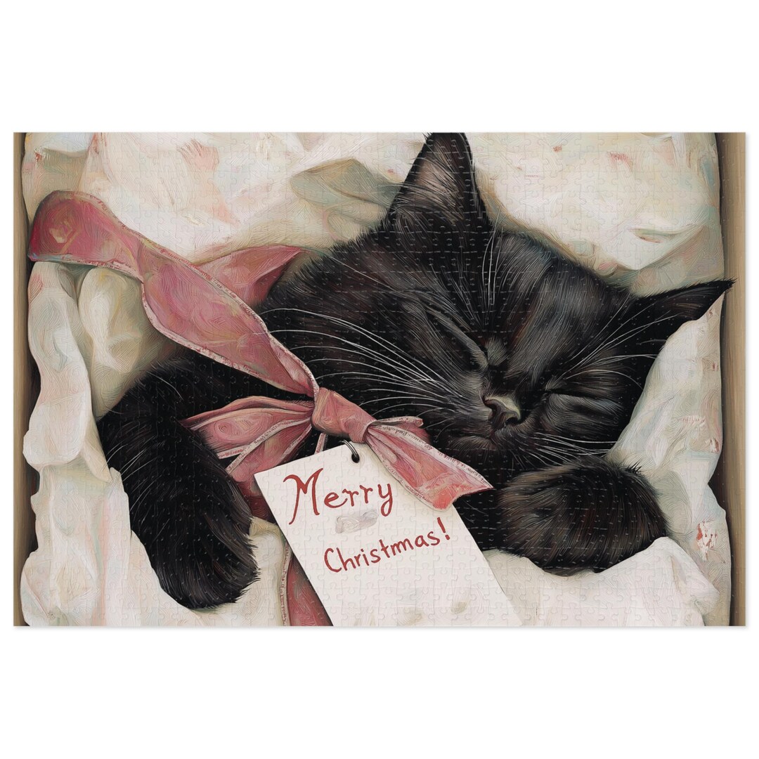 Jigsaw Puzzle (30, 110, 252, 500,1000-piece) - Merry Christmas Cat ...