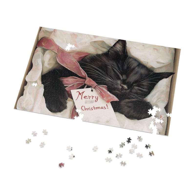 Jigsaw Puzzle (30, 110, 252, 500,1000-piece) - Merry Christmas Cat ...
