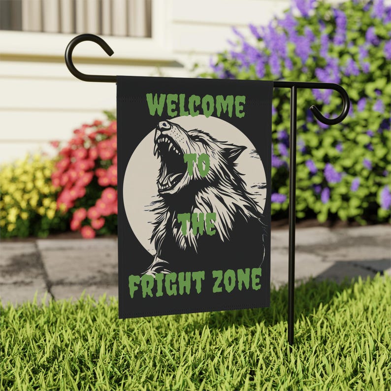 Welcome to the Fright Zone - Howling Wolf Halloween Garden Flag - Etsy