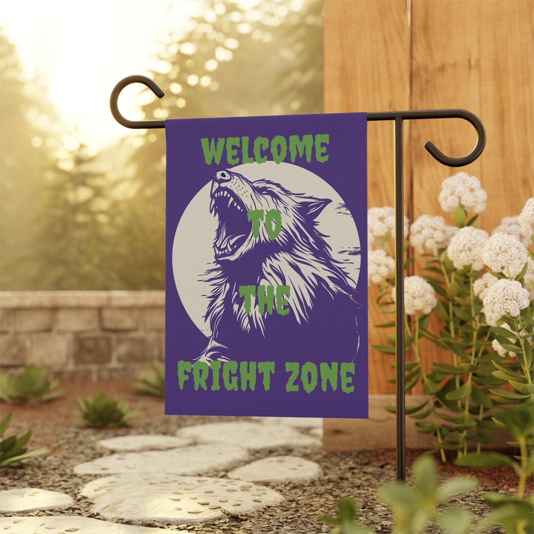 Welcome to the Fright Zone - Howling Wolf Halloween Garden Flag - Etsy