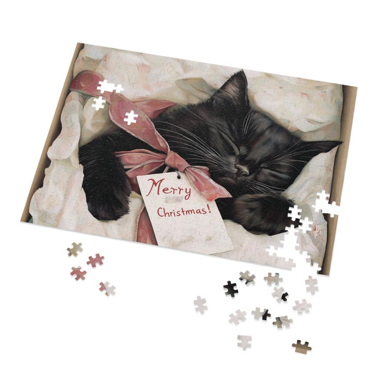 Jigsaw Puzzle (30, 110, 252, 500,1000-piece) - Merry Christmas Cat ...