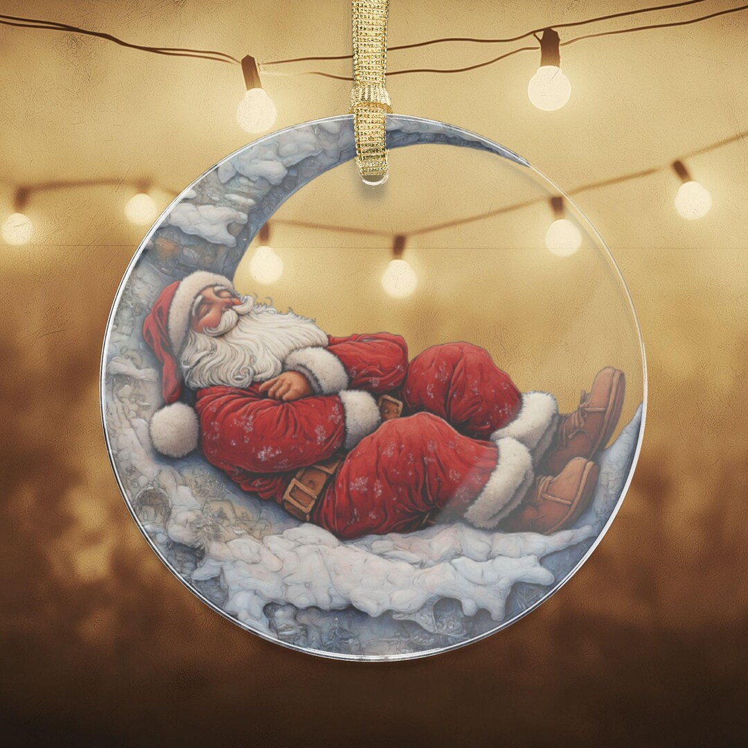 Sleeping Santa Moon Acrylic Ornament: Holiday Tree Decor - Etsy