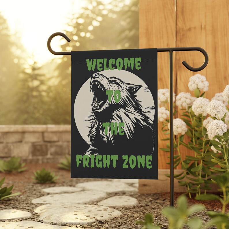 Welcome to the Fright Zone - Howling Wolf Halloween Garden Flag - Etsy