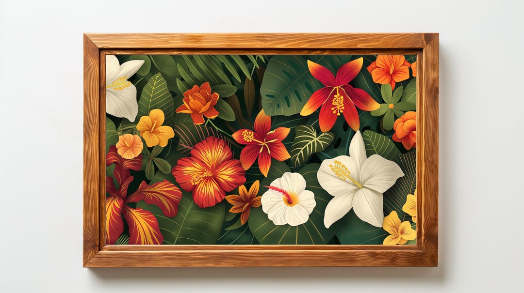 Amazonian Flowers Frame TV Art: Exotic Floral Illustration (digital ...