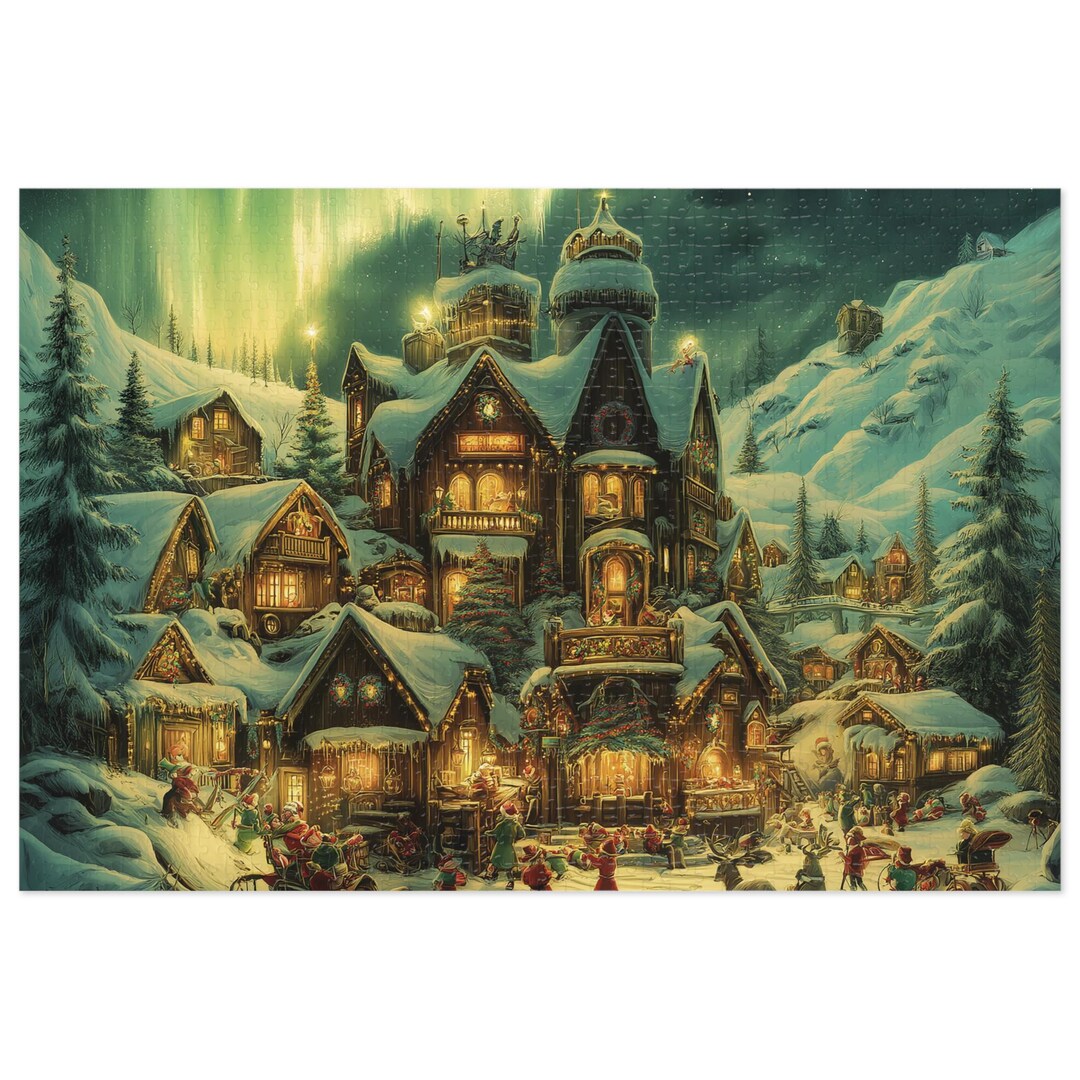 North Pole Christmas Jigsaw Puzzle: Winter Holiday Scene - Etsy