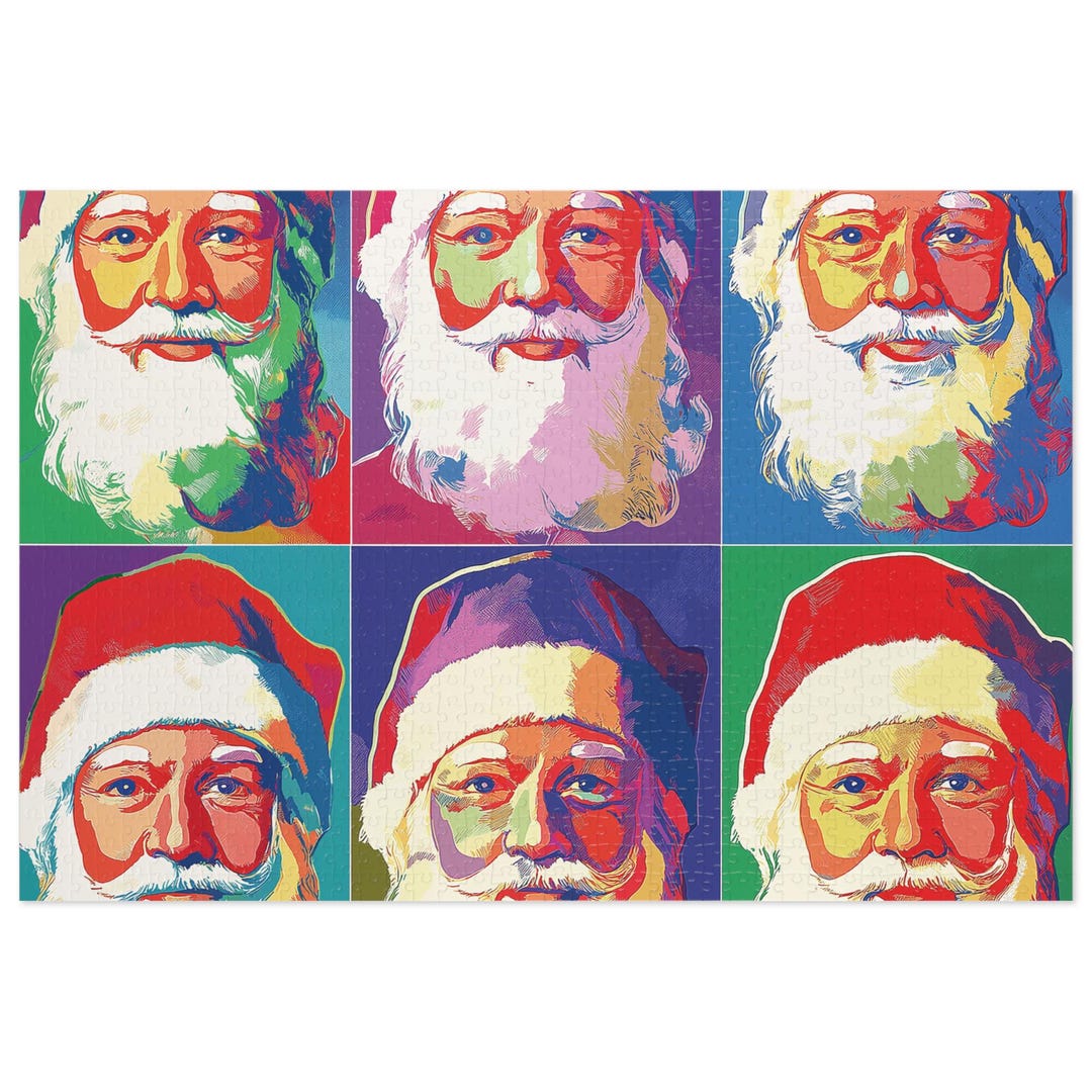 Jigsaw Puzzle, Warhol Inspired Santa, Christmas Puzzle, Holiday ...