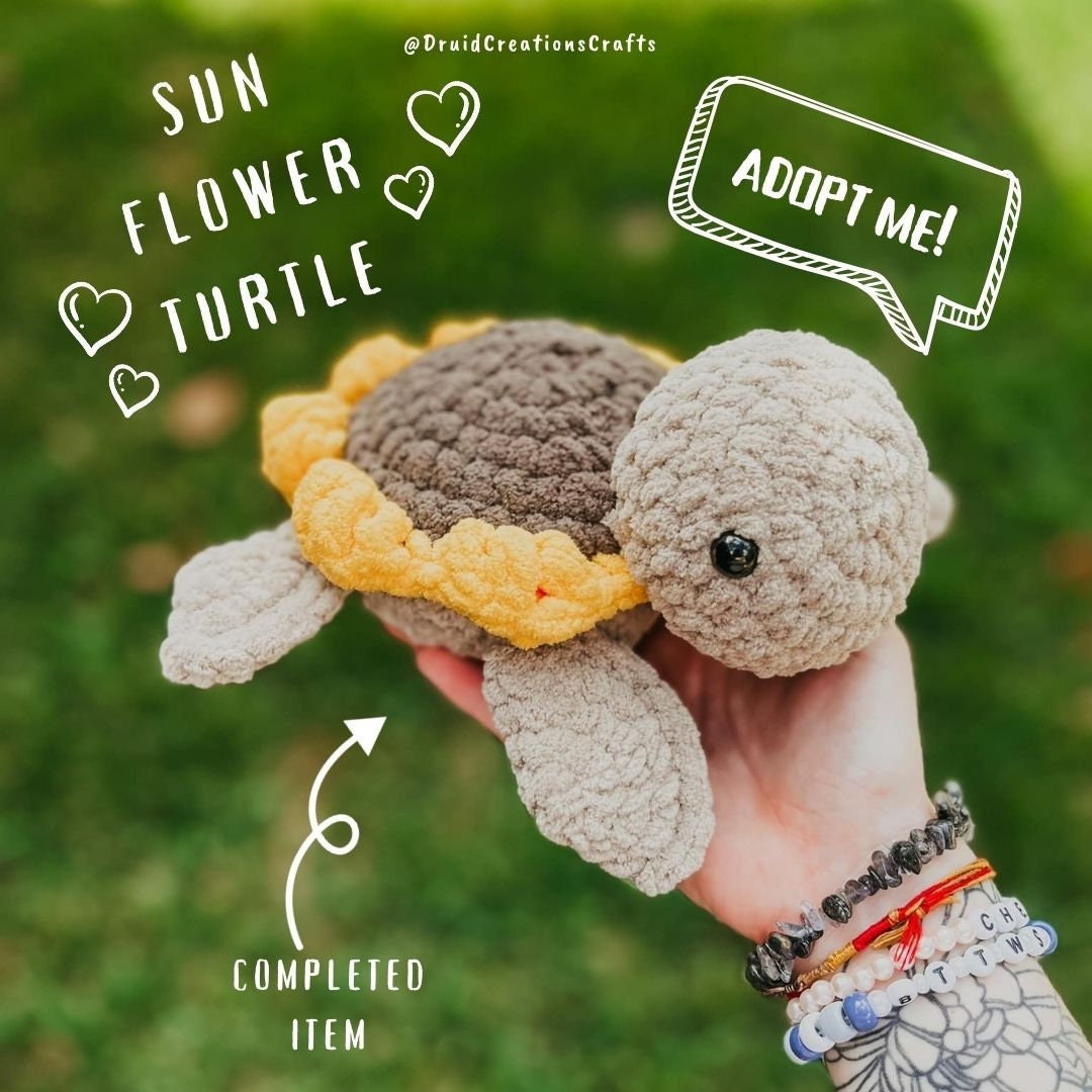 Sunflower Turtle Plushie, Bernat Blanket Yarn Stuffed Animal - Etsy