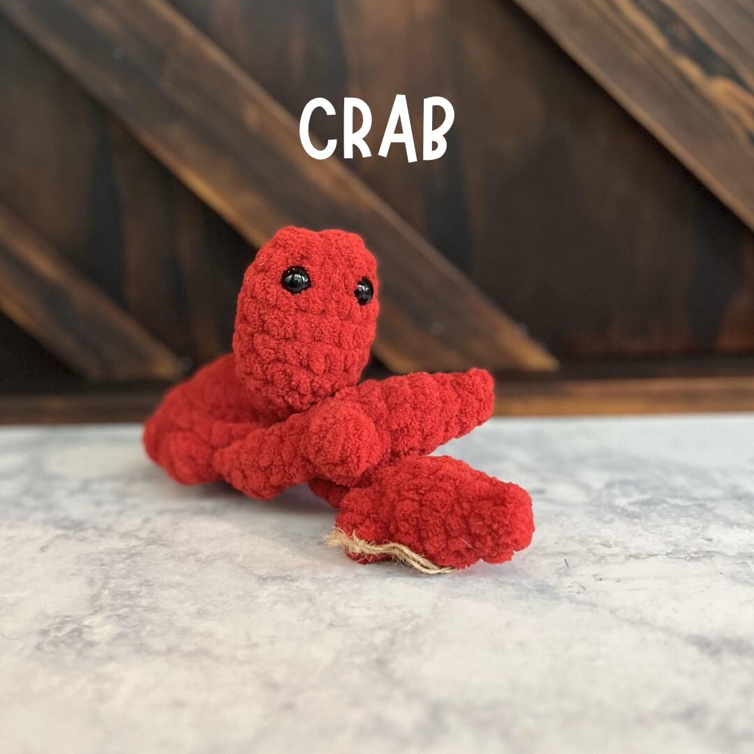 Crab Plushie, Crocheted Crab, Mermaid Friend, Crab Stuffed Animal - Etsy