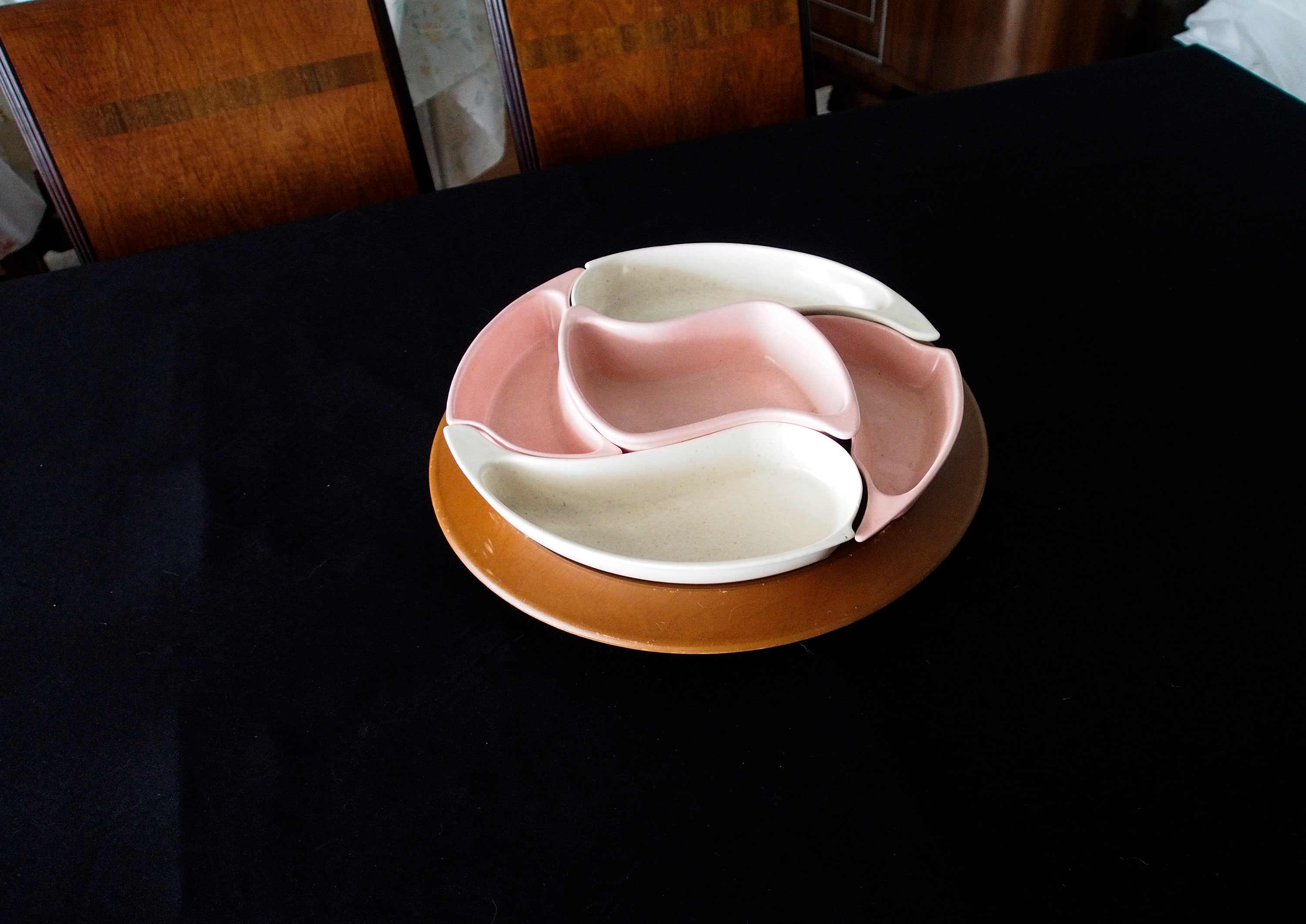 Mid Century Modern Lazy Susan Two Tone Ceramic & Wood - Santa Anita ...