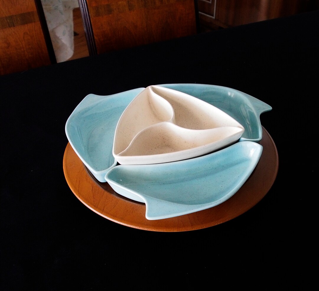 Mid Century Modern Lazy Susan Two Tone Ceramic & Wood - Santa Anita ...
