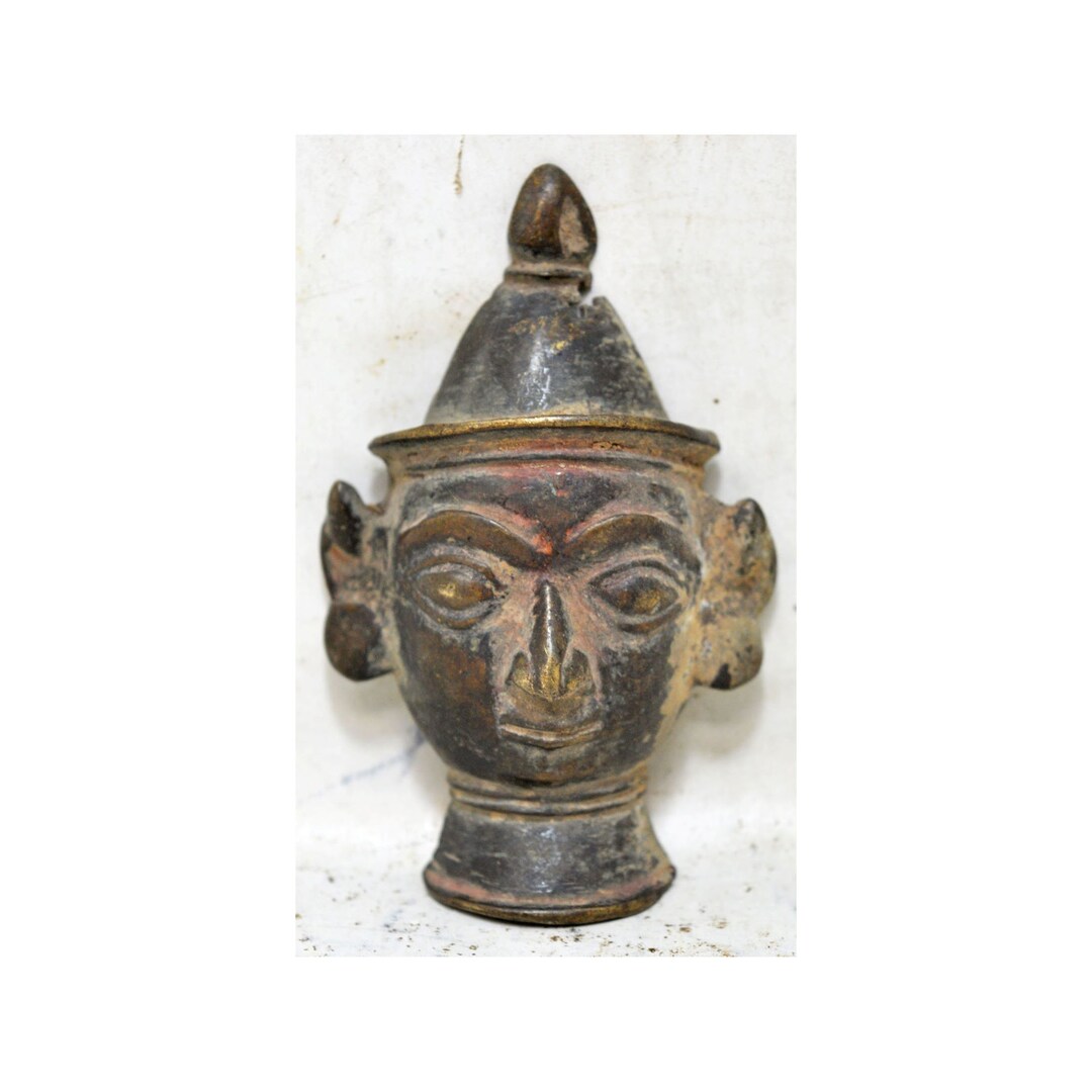 Antique Brass God Shiva Head Idol Figurine Original Old Hand Crafted ...