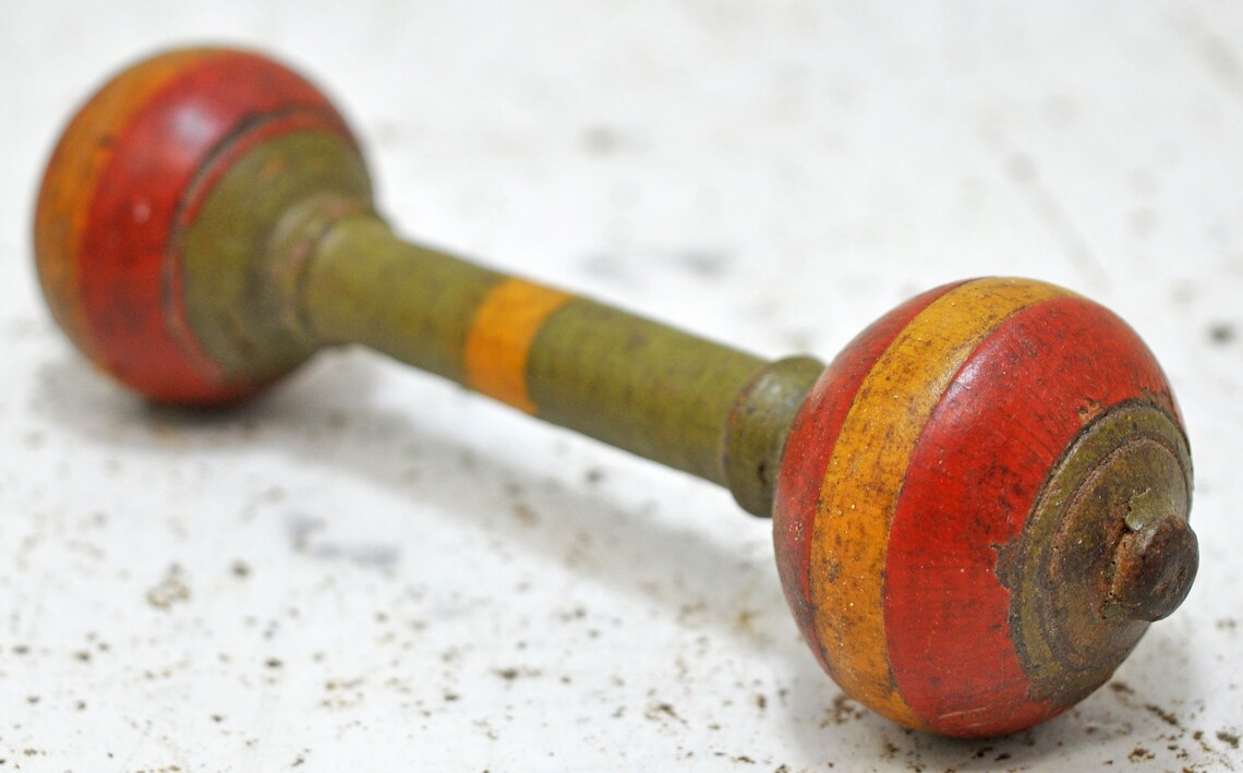 Antique Wooden Baby Rattle Toy Original Old Hand Crafted Lacquer ...