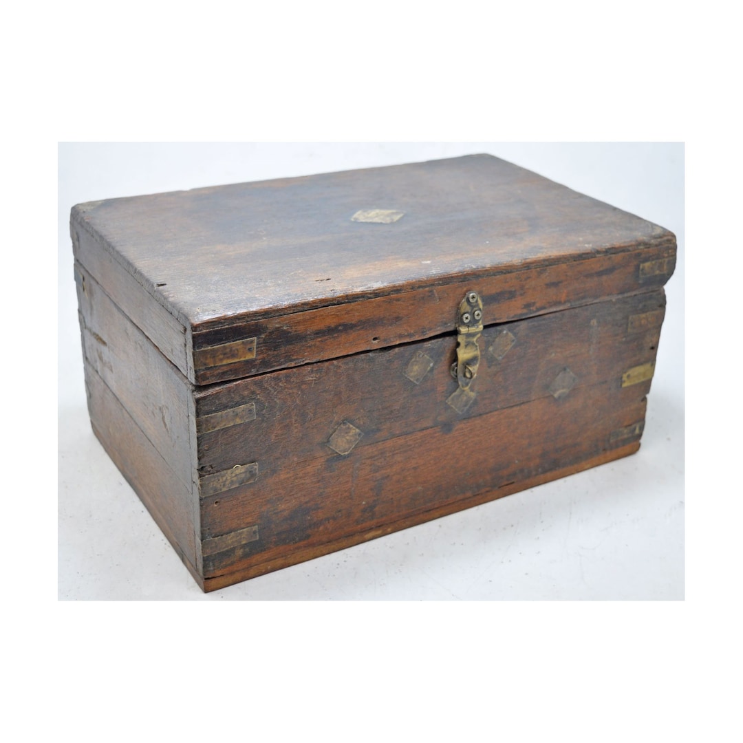 Antique Wooden Large Size Storage Chest Box Original Old Hand Crafted ...