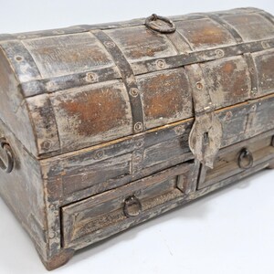 Vintage Wooden Half Round Top Storage Box Original Old Hand Crafted ...