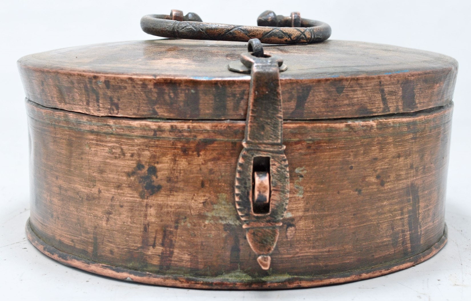 Antique Copper Round Chapati Bread Box Original Old Hand Crafted ...