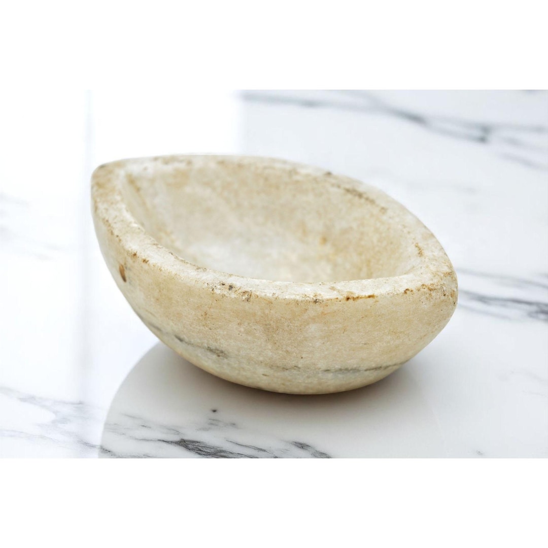 Antique White Marble Oval Kharal Bowl Original Old Hand Carved - Etsy