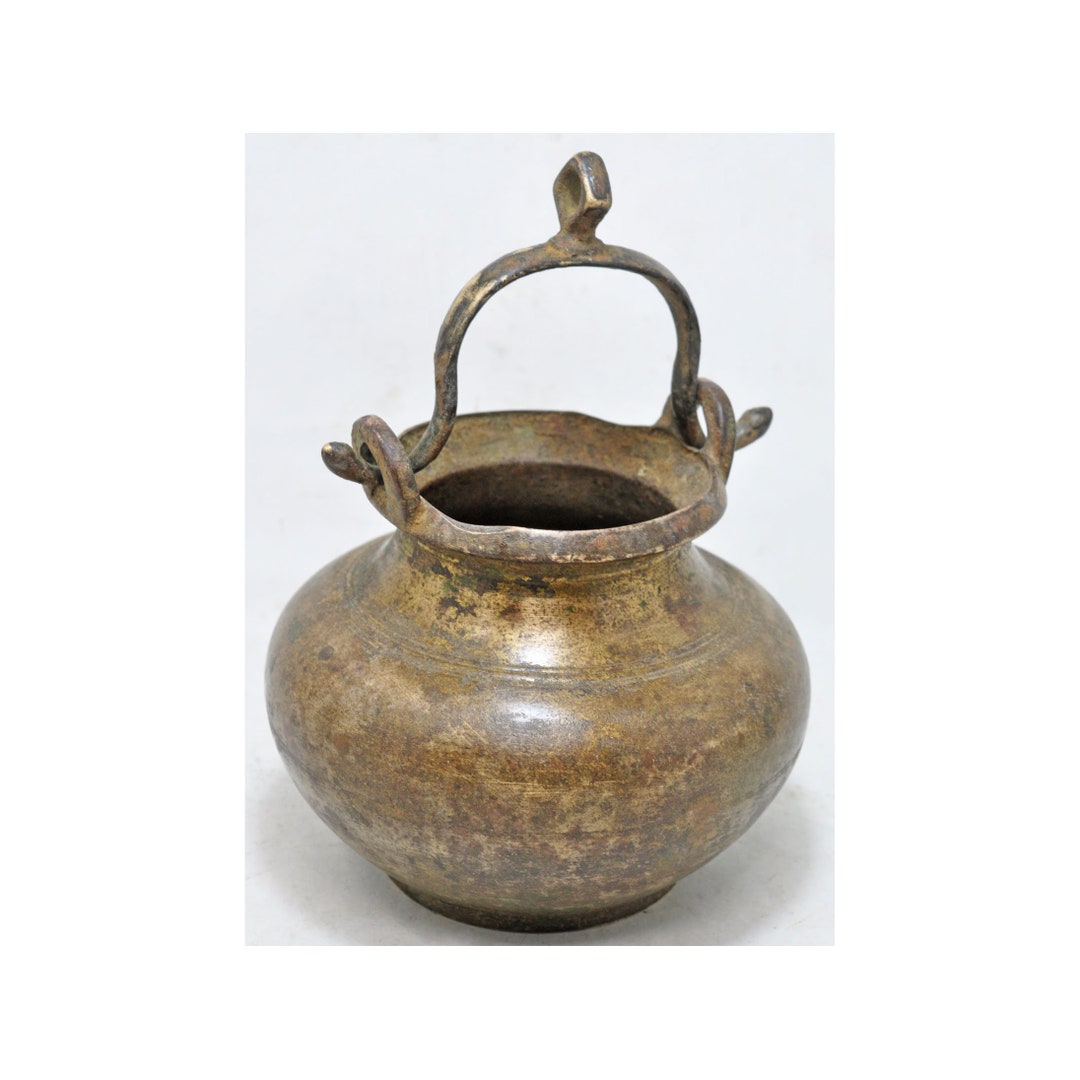 Antique Brass Water Pot Lota With Handle Original Old Hand Crafted ...