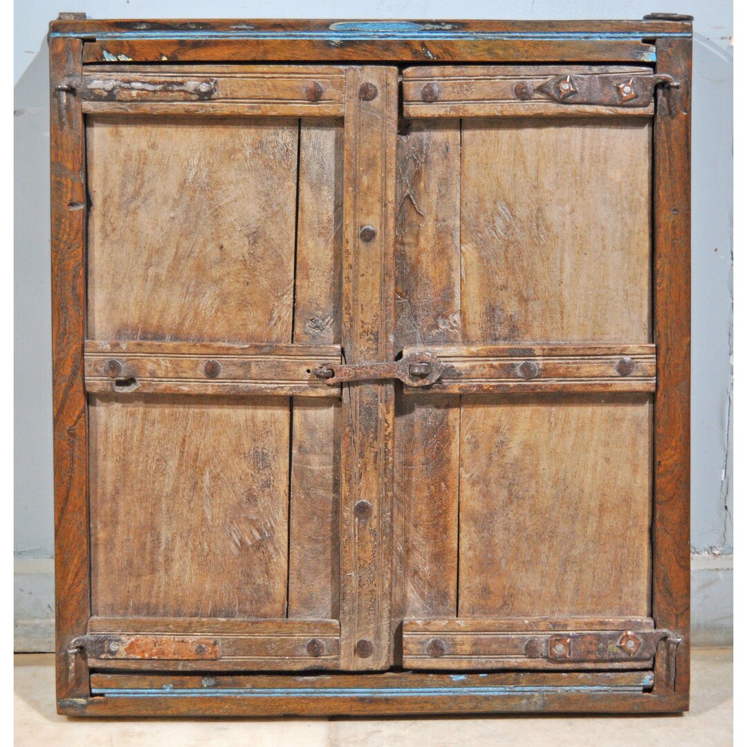 Antique Wooden Wall Décor Window Panel With Frame Original Old Hand ...