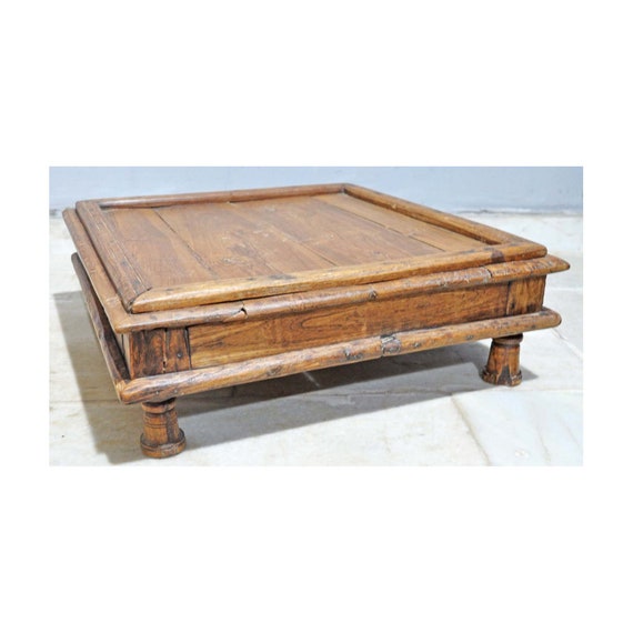 Antique Wooden Floor Sitting Bajot Stool Original Old Fine - Etsy
