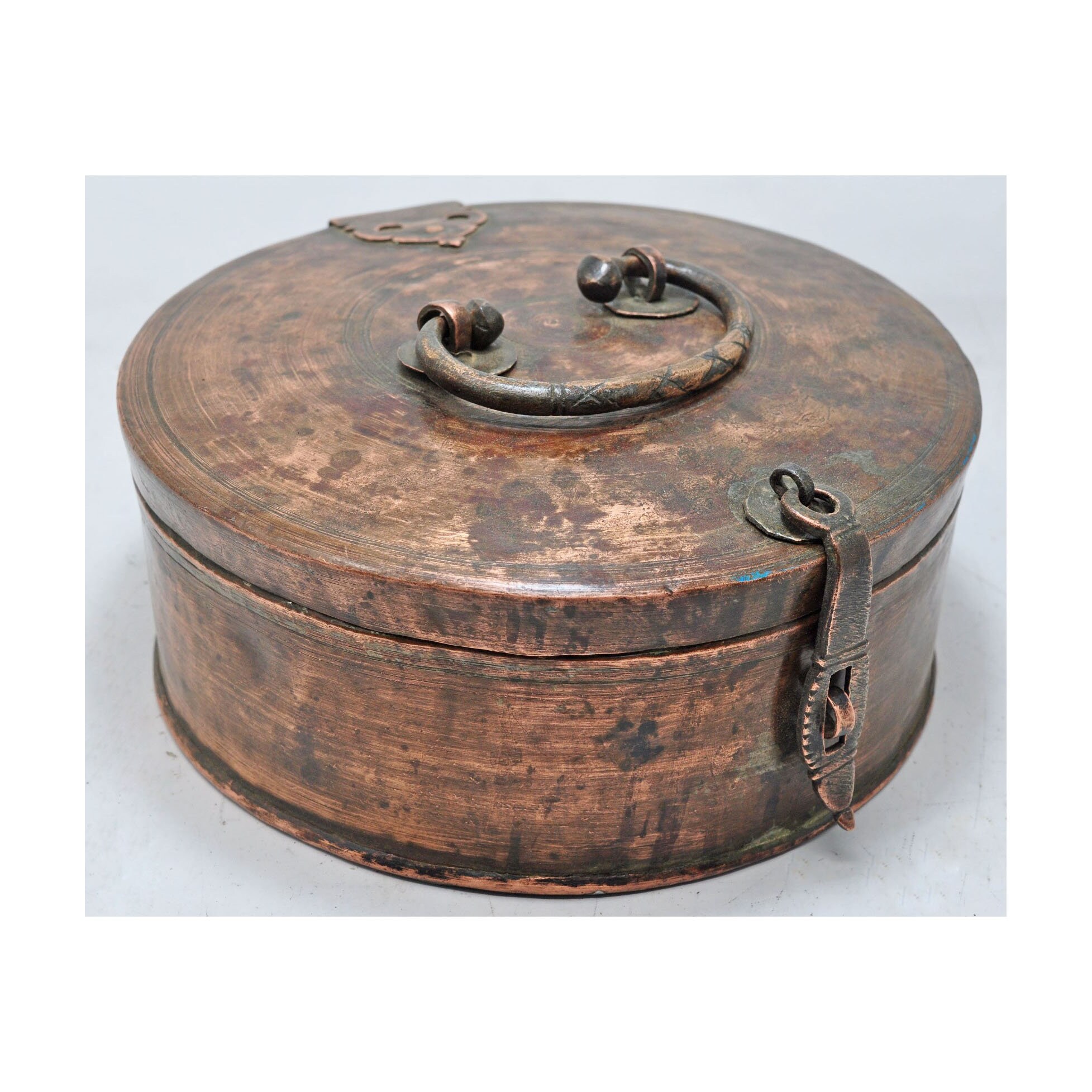 Antique Copper Round Chapati Bread Box Original Old Hand Crafted ...