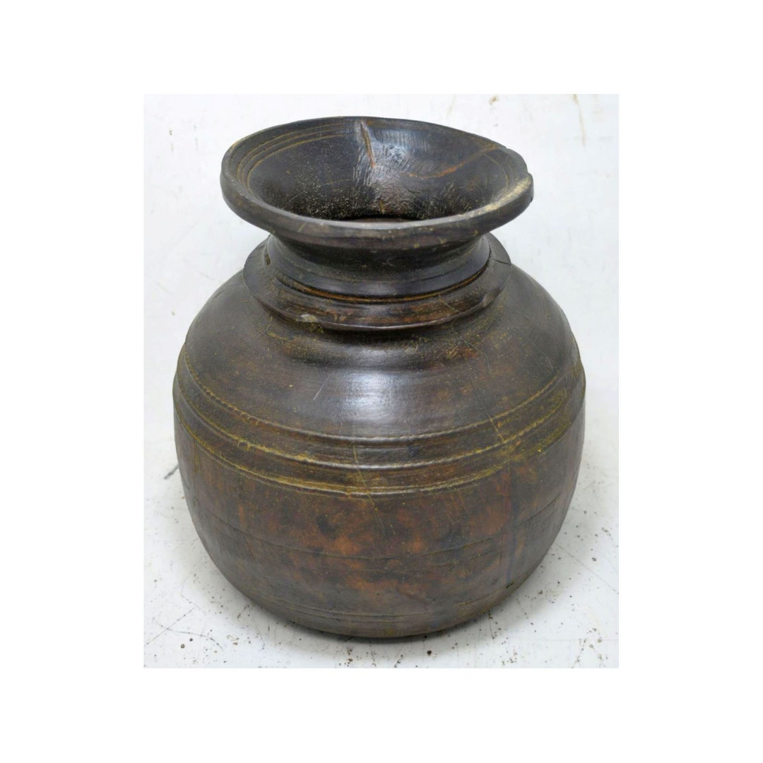 Antique Wooden Round Kitchenware Water Storage Pot Original Old Hand ...