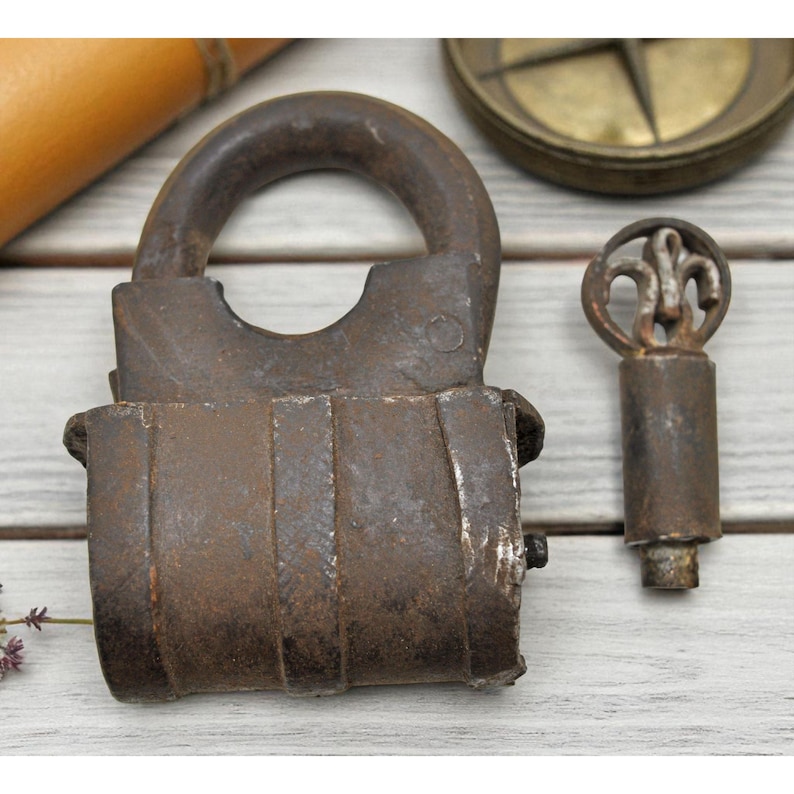 Antique Iron Spring Lever System Pad Lock Original Old Hand Crafted ...